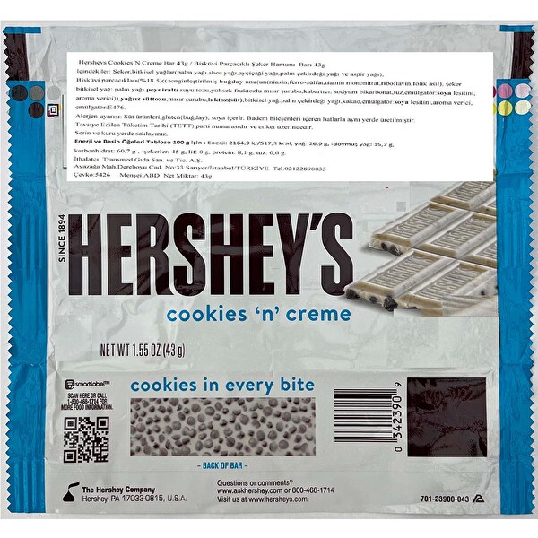 Hershey s Cookies N Cream 43 G CarrefourSA