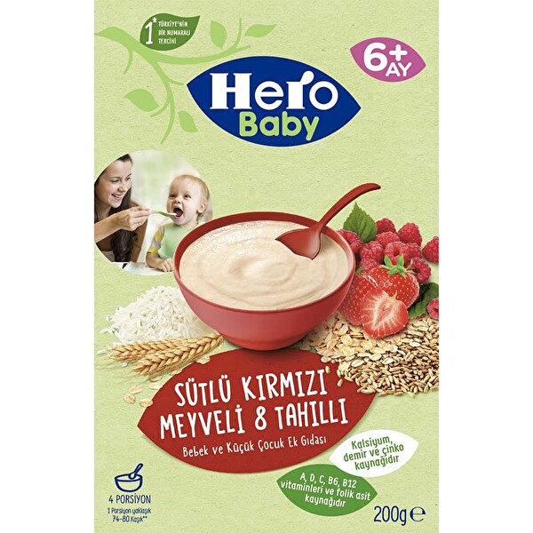 Hero Baby Hero Sütlü Kırmızı Meyve 8 Tahıllı 200 Gr | CarrefourSA