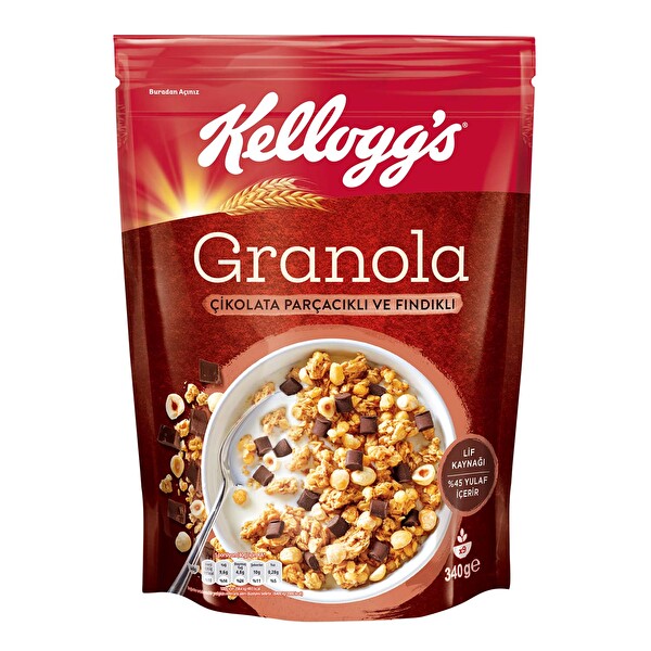 Kellogg's Çikolata Parçacıklı Ve Fındıklı Granola 340 G | CarrefourSA