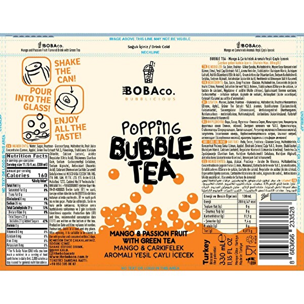 Boba Co Mango&Çarkıfelek Bubble Tea 330 ml | CarrefourSA