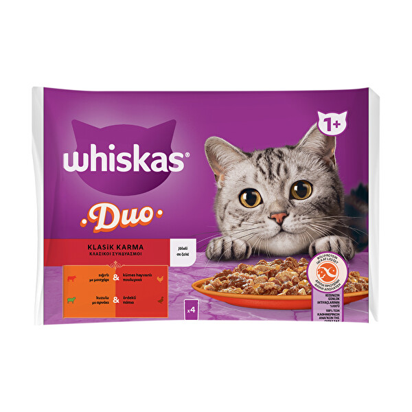 Whiskas Tasty Duo Klasik Karma Kedi Maması 4x85 g | CarrefourSA